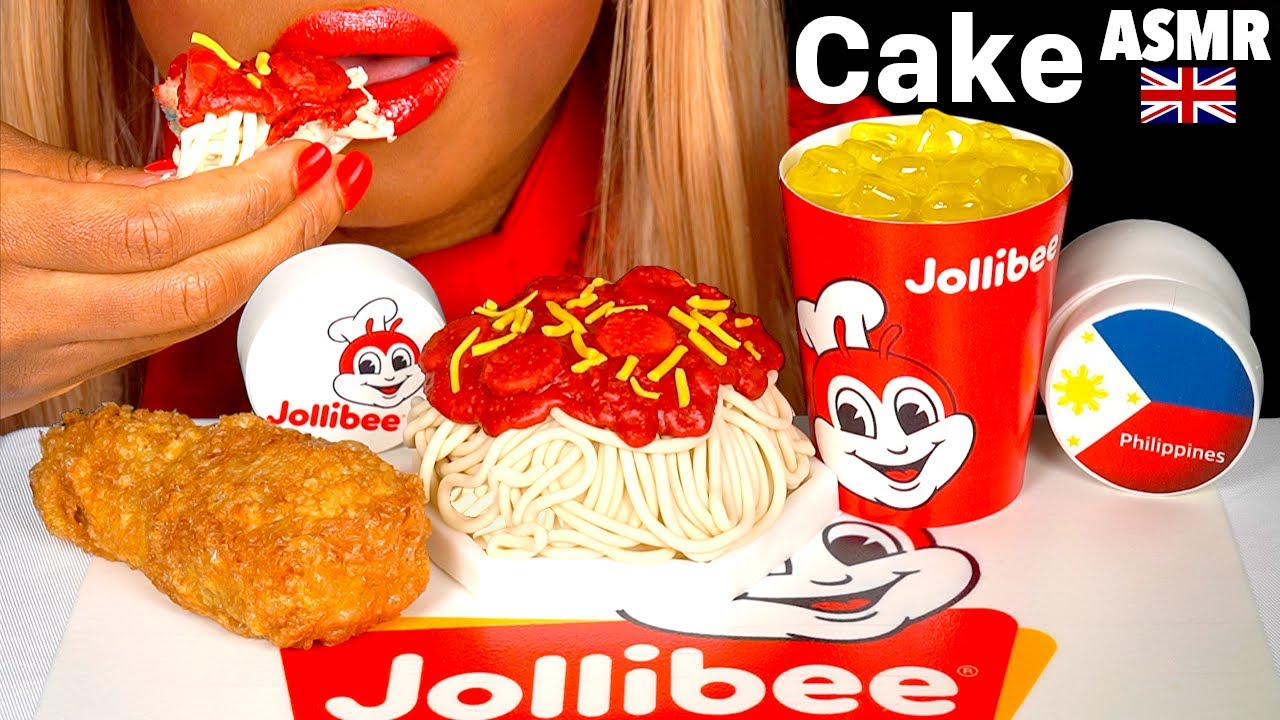 ASMR EATING REALISTIC CAKE JOLLIBEE SPAGHETTI, CAKE CHICKEN, EDIBLE ...