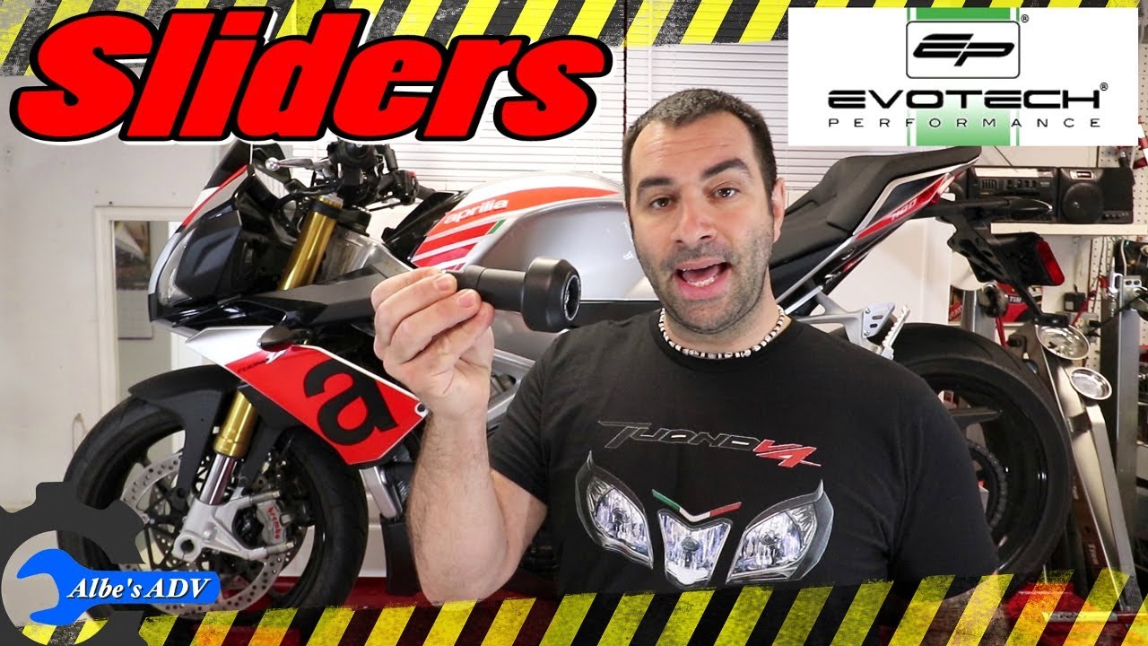 Evotech Performance sliders install on an Aprilia Tuono V4 1100RR - YouTube