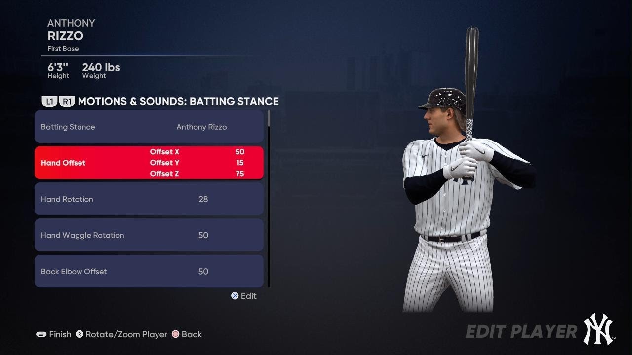 MLB The Show 21 PS5 - Anthony Rizzo Batting Stance update!!! - YouTube