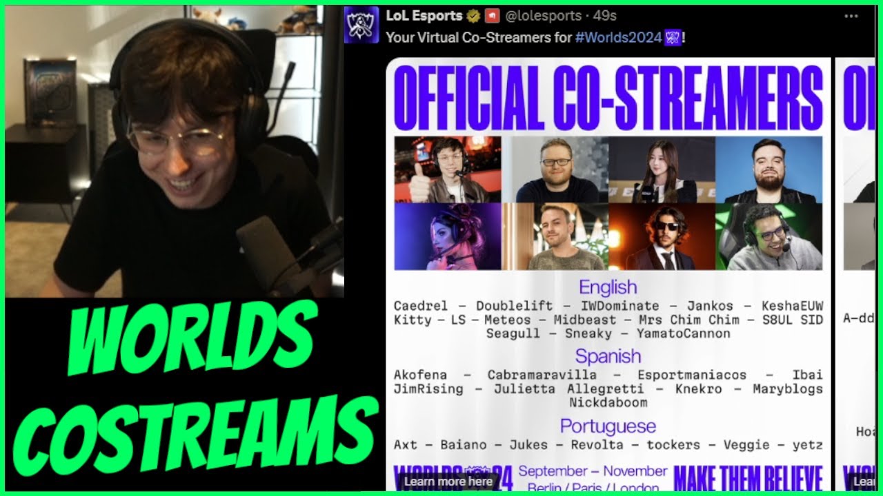 Caedrel Reacts To Worlds 2024 Co-Streamers Announcement - YouTube
