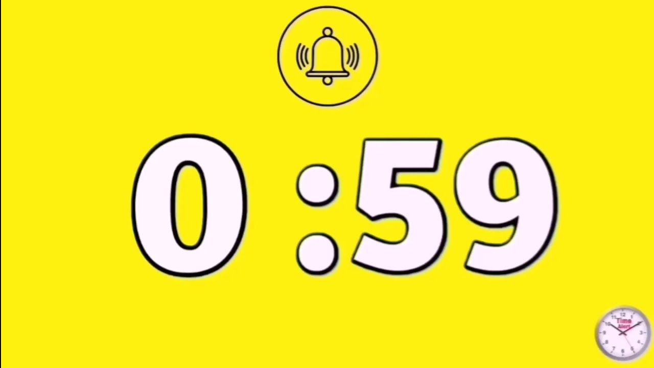 1 Minute Timer Yellow Background Simple Clear Time With Alarm - YouTube