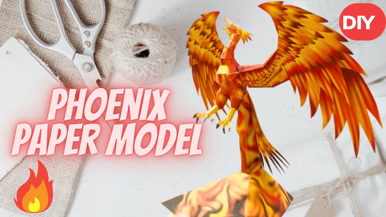 How to make a fire phoenix paper model - YouTube