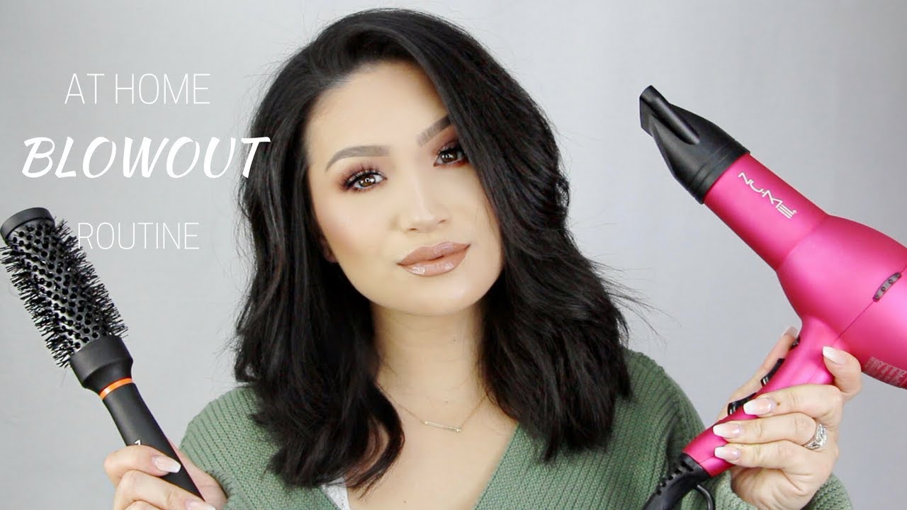 My At Home Blowout Routine || Salon Results From Home! - YouTube