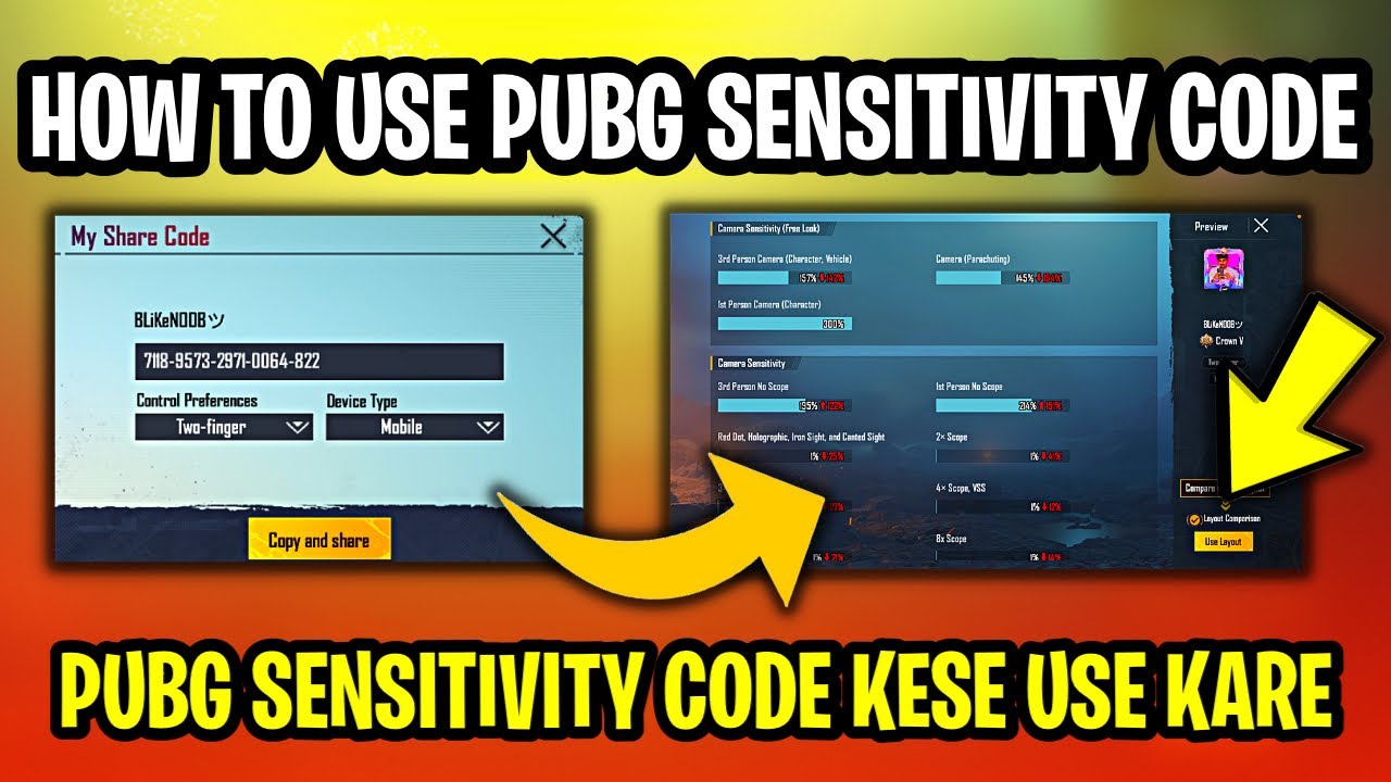 Pubg sensitivity code Kaise use kare | bgmi sensitivity code Kese dale ...