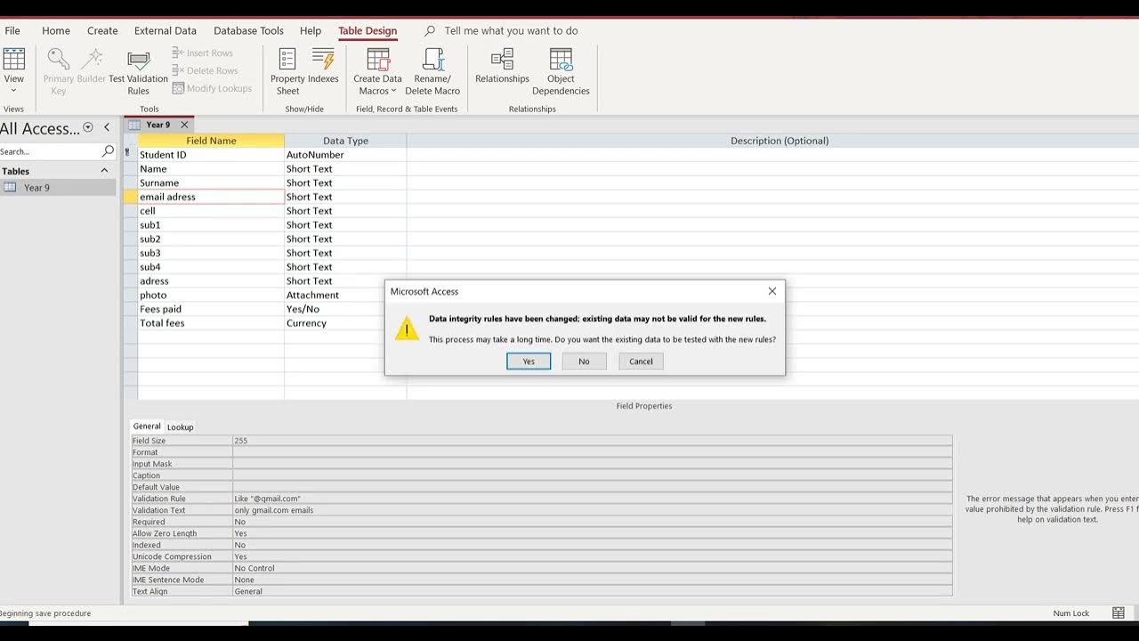 Access - How to create a validation rule - YouTube