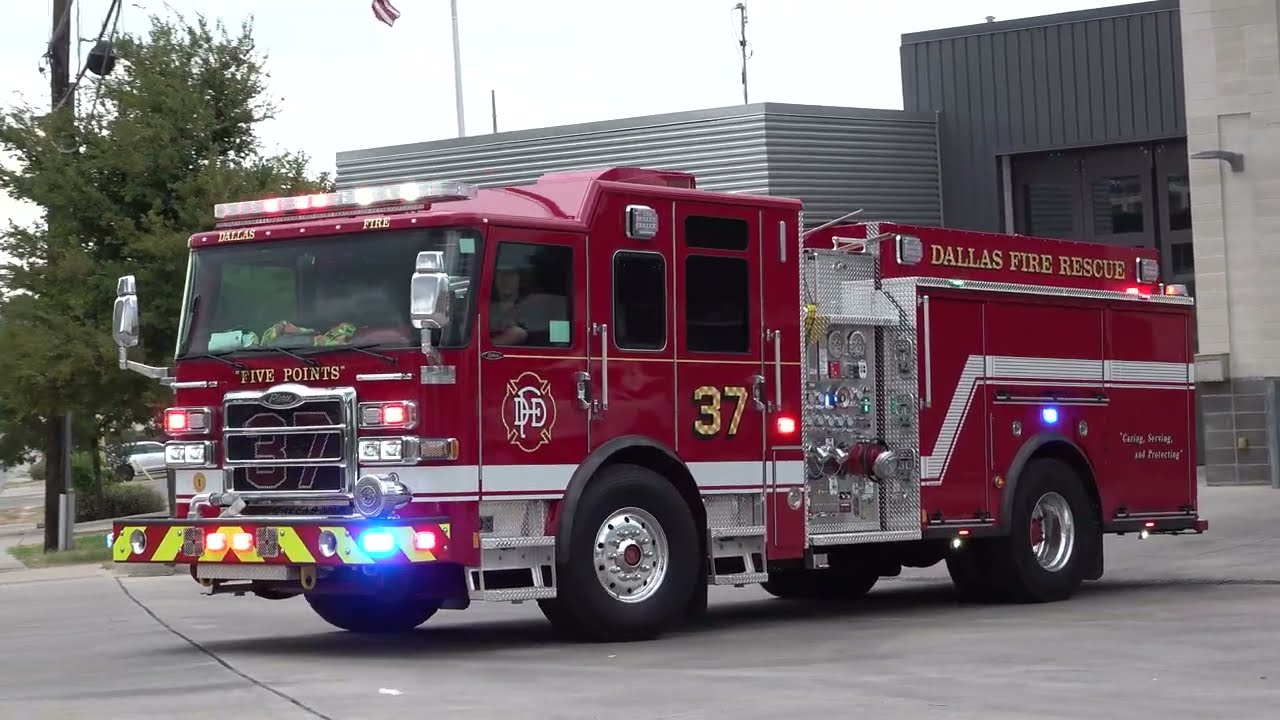 [Dallas Fire Rescue] (NEW) Engine 37 Responding To A Fire Alarm. - YouTube