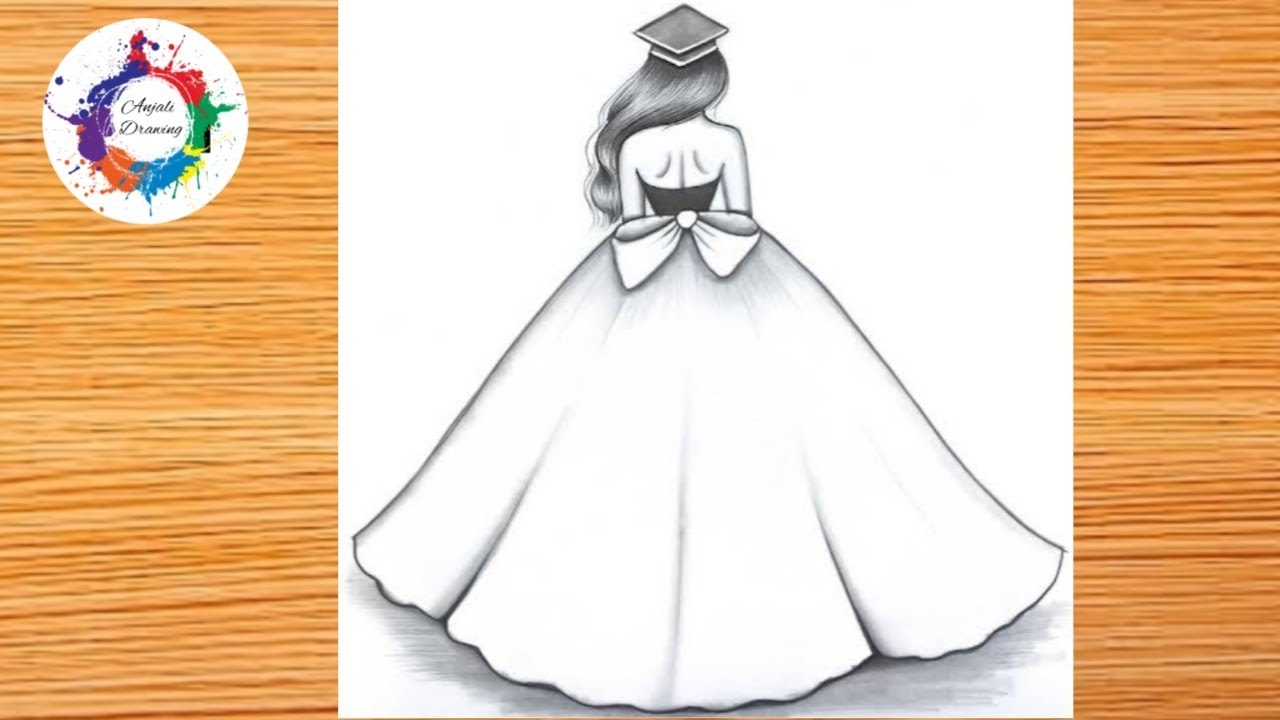 how to draw a girl drawing beautiful gown pancil sketch drawing for ...