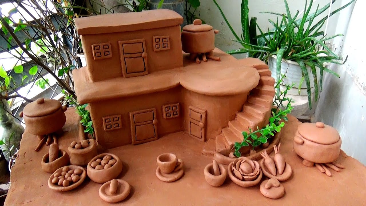 Clay Engineer Live: Build a Mini Clay House with Spiral Stairs ...