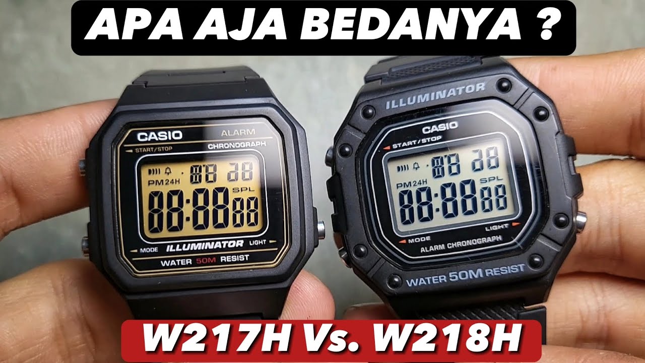 BATTLE CASIO KEMBAR ! Perbedaan & Persamaan Casio W217H & Casio W218H ...
