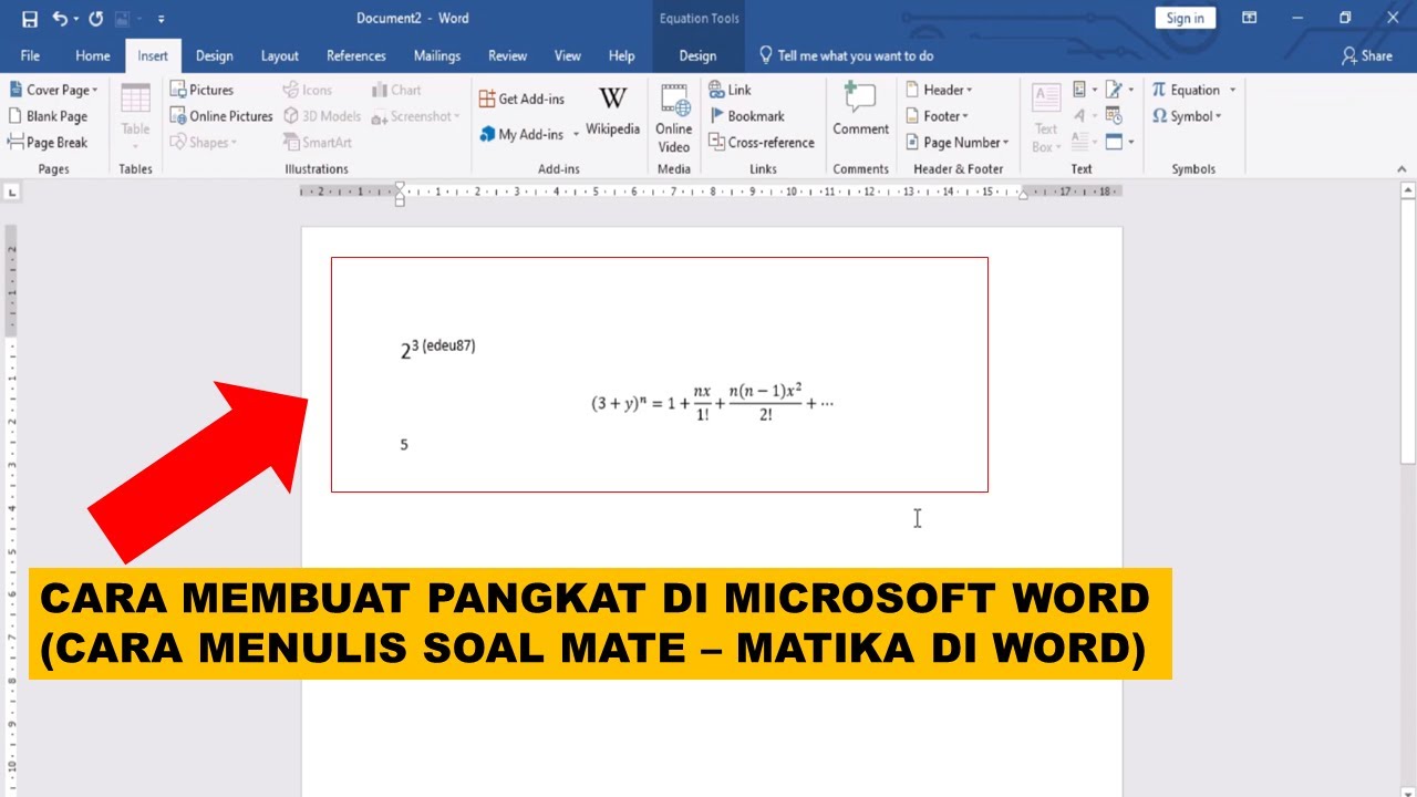 cara membuat pangkat di word | cara menulis soal matematika di word ...