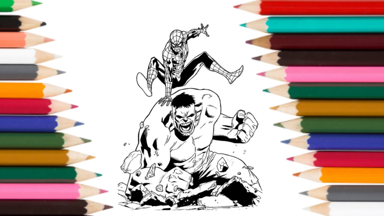 Hulk and Spider man Coloring pages - YouTube