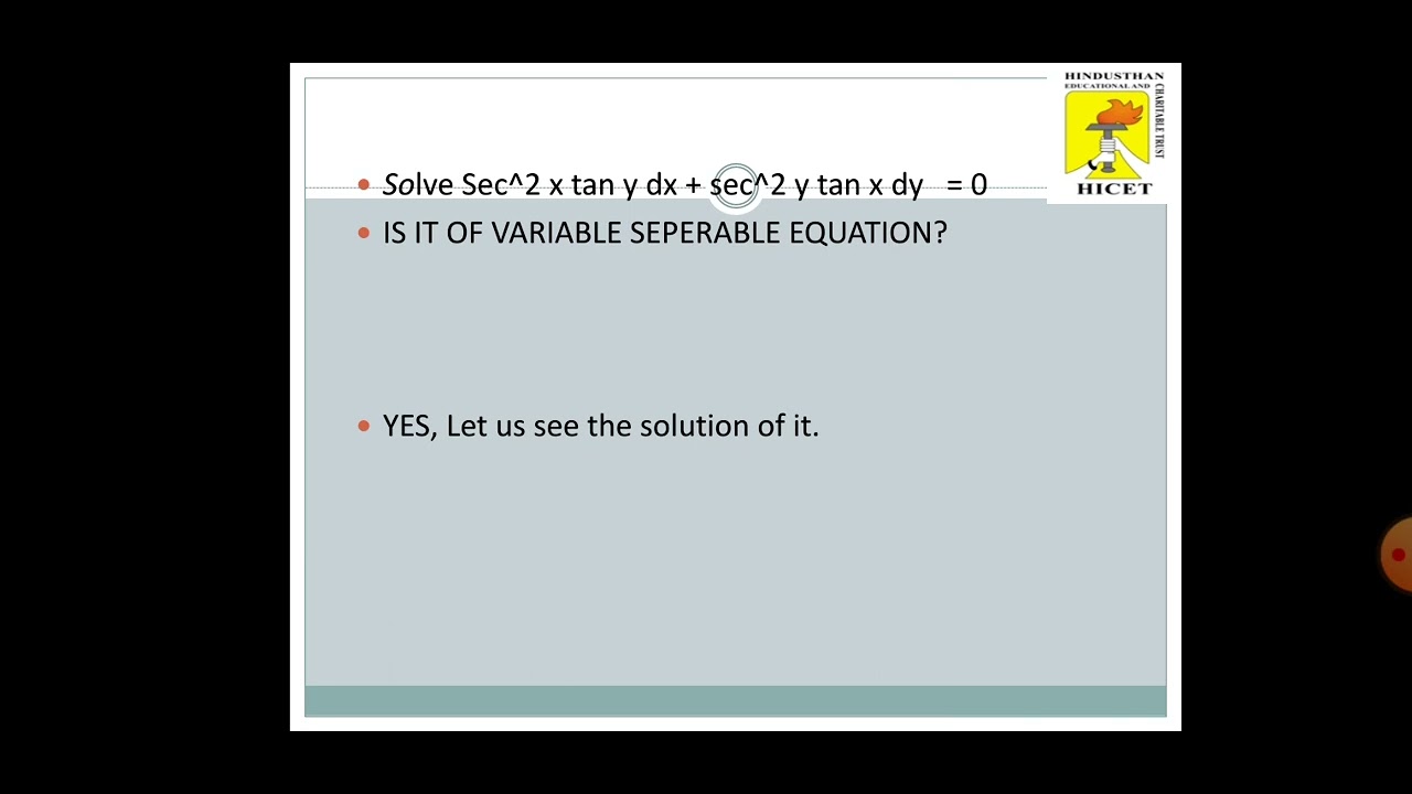 Variable Separable Equaitons Youtube 0928