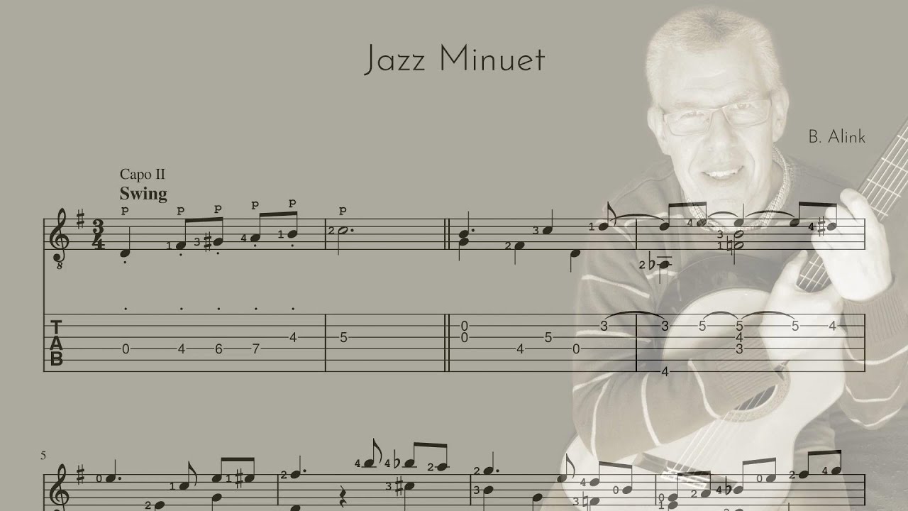 Jazz Minuet - Bert Alink - Classical Guitar Score+TAB - YouTube
