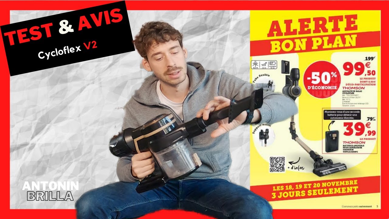 Cycloflex V2 : l'aspirateur-balai avec tube flexible de Thomson - YouTube