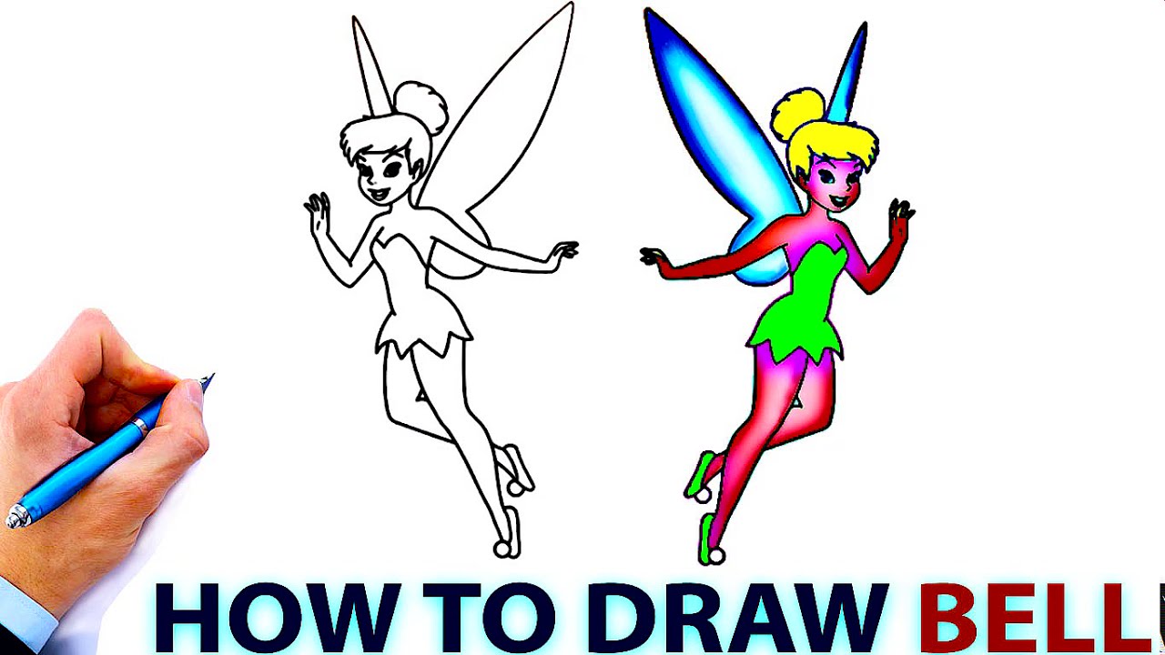 How to Draw Tinkerbell easy drawing tutorial for kids - YouTube