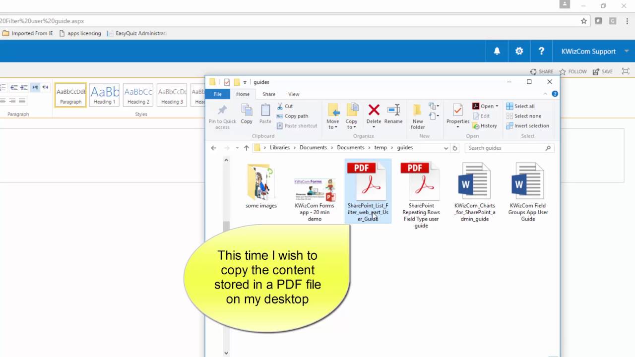 KWIZ Paste+ for SharePoint quick peek - YouTube