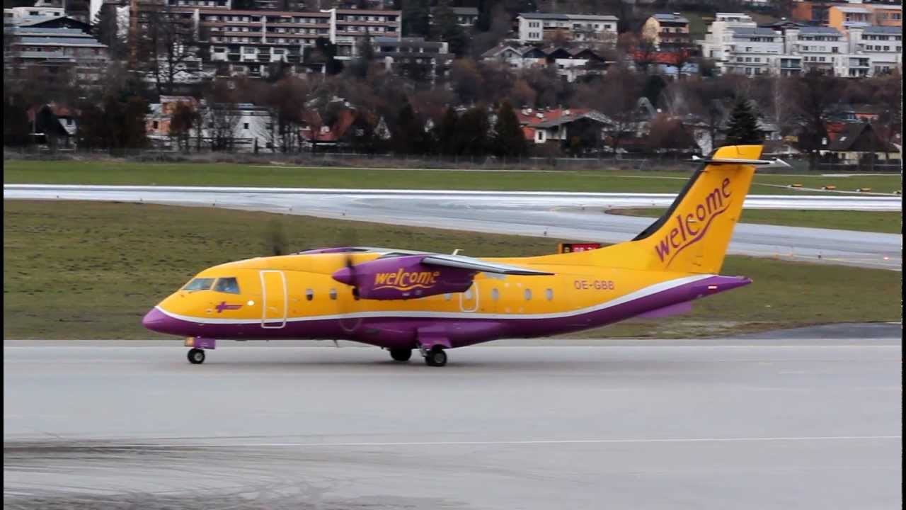 INN - Welcome Air "Gipsbomber" taxing at Innsbruck - YouTube