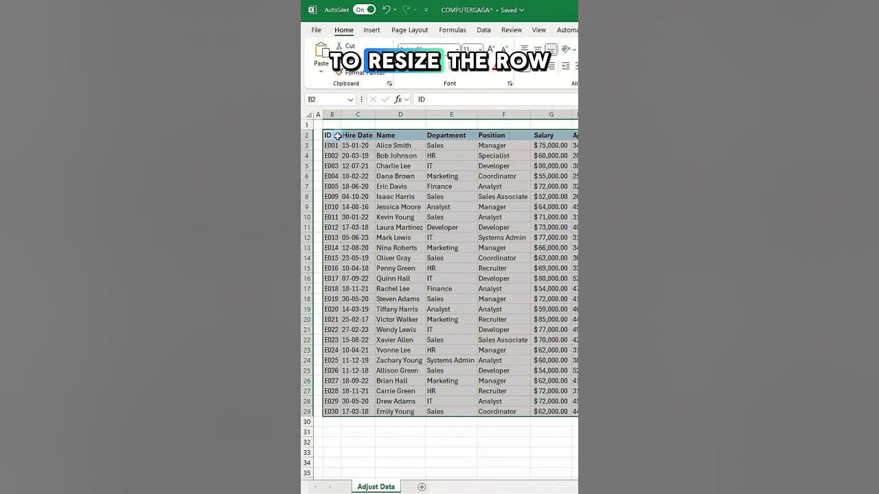 Excel Tips #8: Quick Way to Adjust Rows & Columns in Excel - YouTube