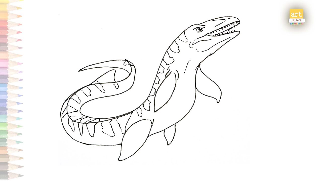 Mosasaurus outline sketch | dibujo de mosasaurio | How to draw A ...