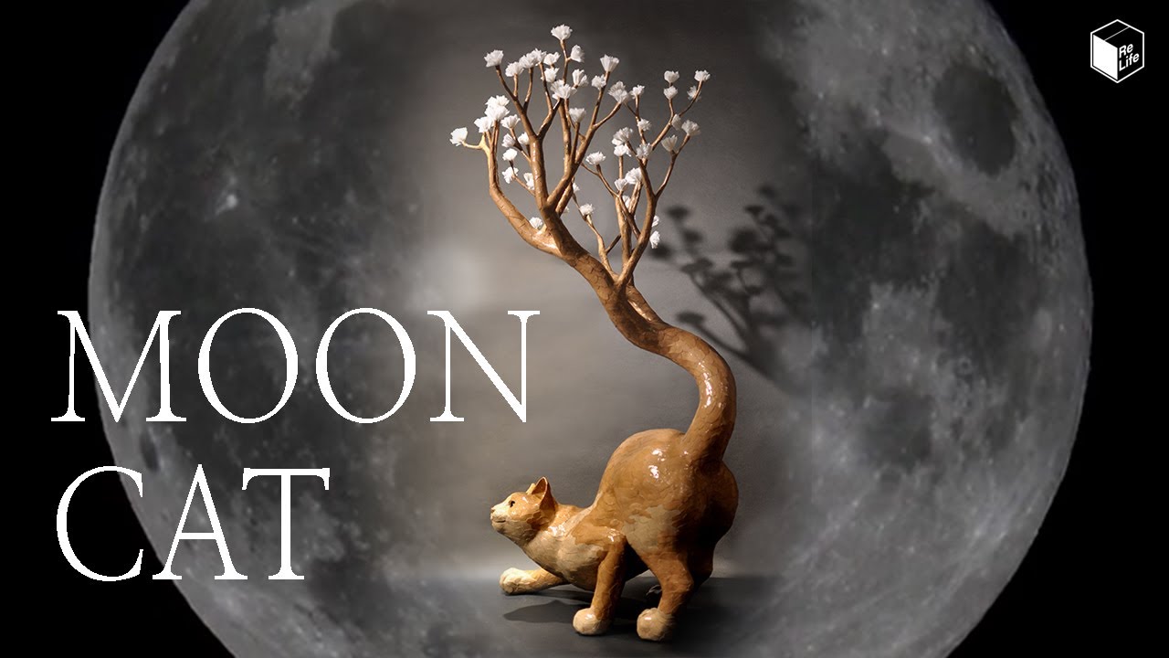 (ENG) Making [ MOON CAT] with a Cardboard Box - YouTube