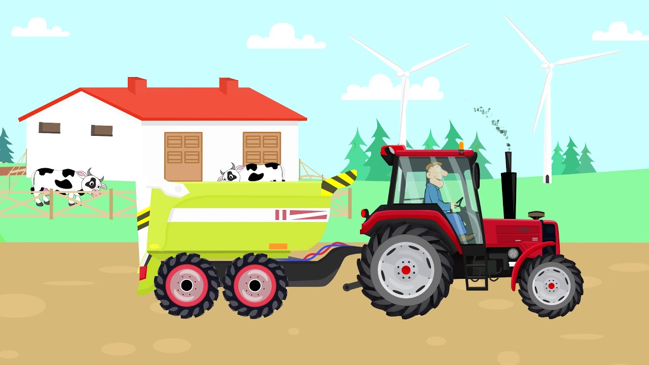 Livestock Feeding - Tractor WITH FRONT LOADER and animated farm ...