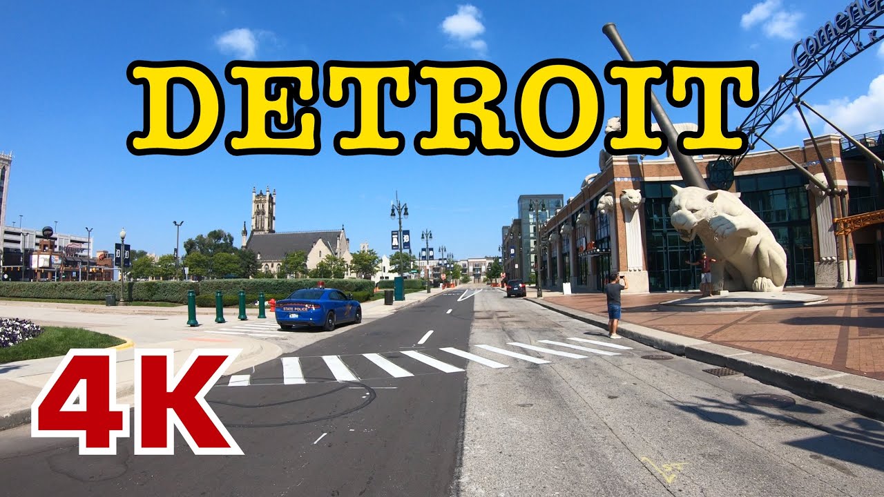 Detroit 4K - Driving Downtown - Michigan - YouTube