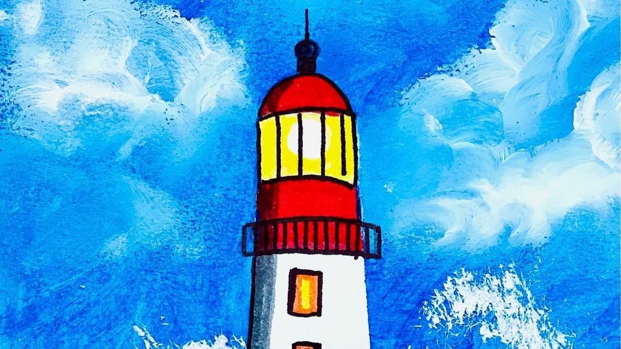 Taller de Pintura Online para Niños, El Faro y el Mar - YouTube