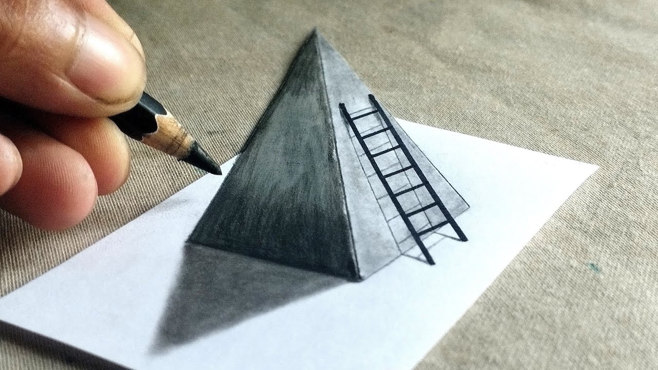 how to draw easy 3D pyramid for beginners.3d tricks art. - YouTube