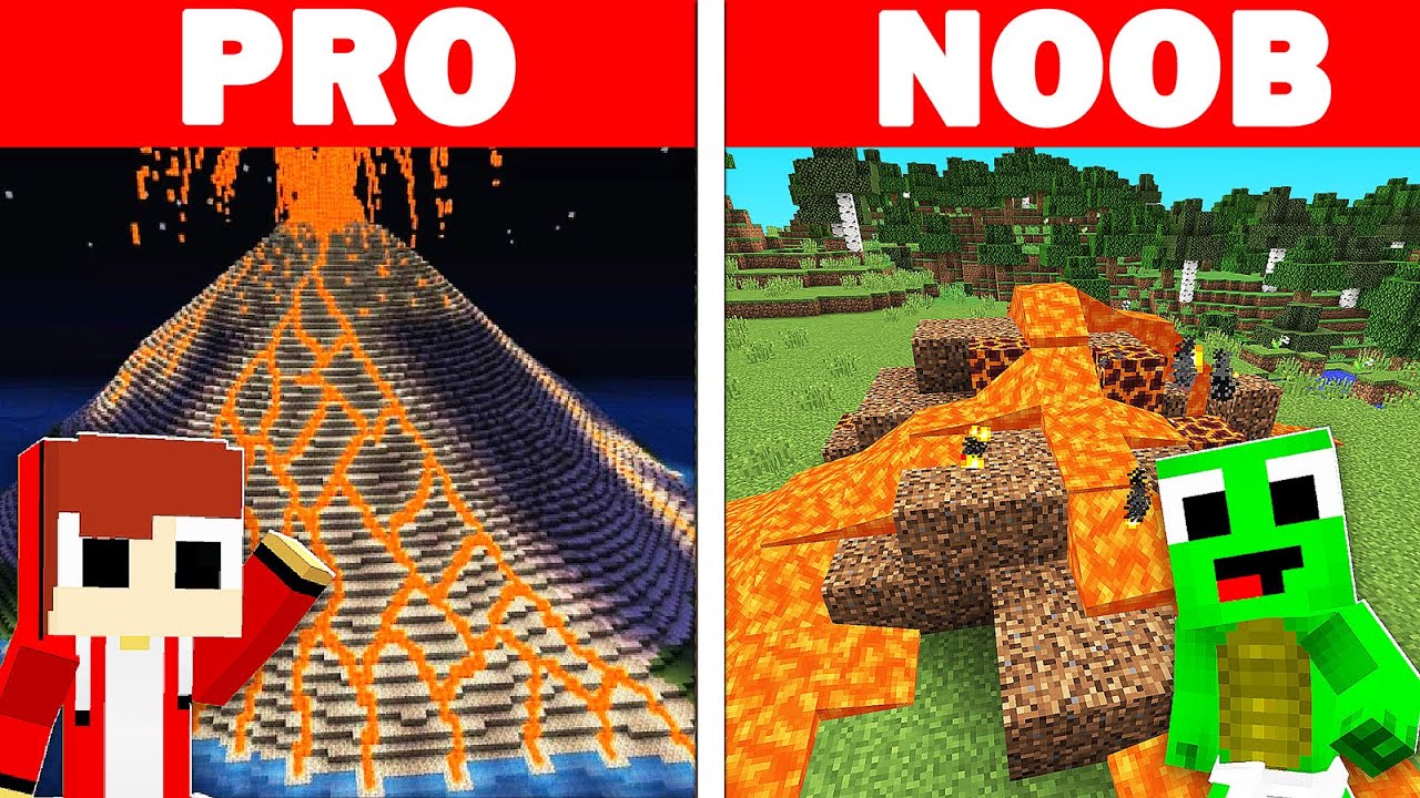 NOOB vs PRO: SECRET VOLCANO HOUSE BUILD CHALLENGE in Minecraft - Maizen ...