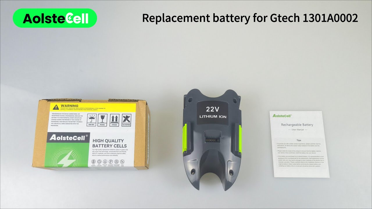 Replacement battery for Gtech 1301A0002 22V 2500mAh 6 Cells - YouTube