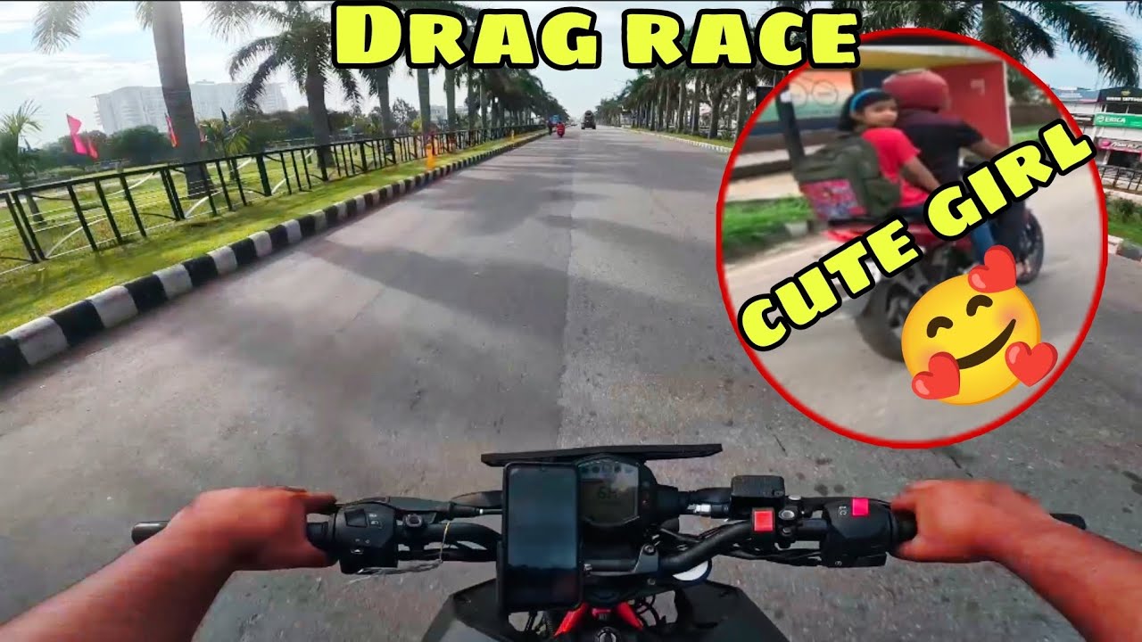 Cute girl reaction and hyper drag race KTM Duke vs ns 200 - YouTube