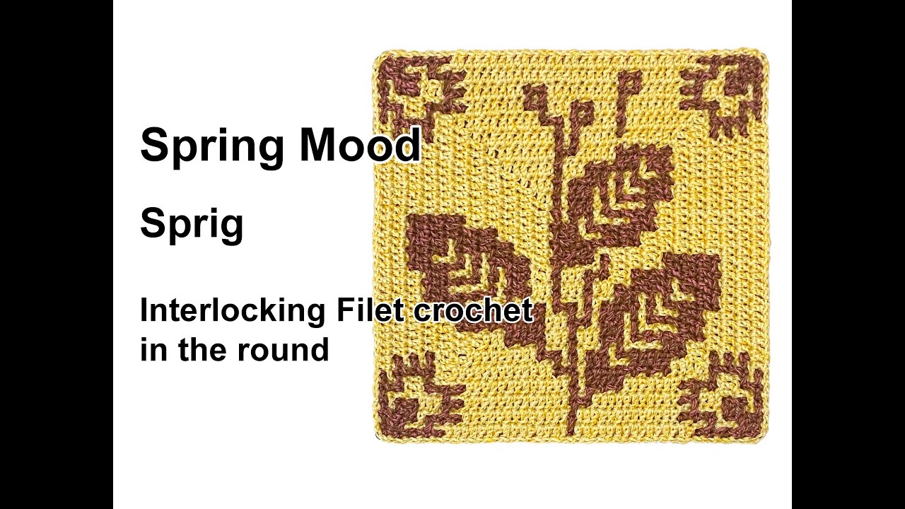 Spring Mood #4 (Sprig) in the round. Interlocking Filet crochet. - YouTube