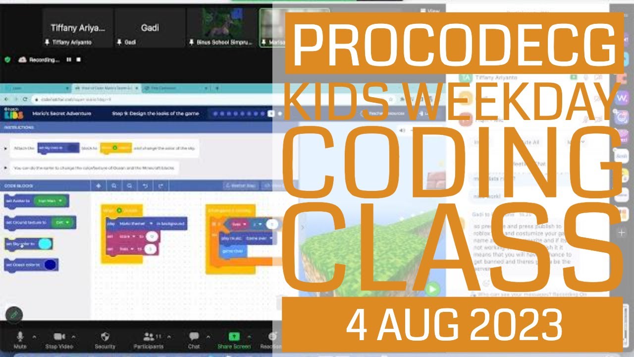 ProCodeCG Kids Weekday Coding Class - Friday - 4 Aug 2023 - YouTube