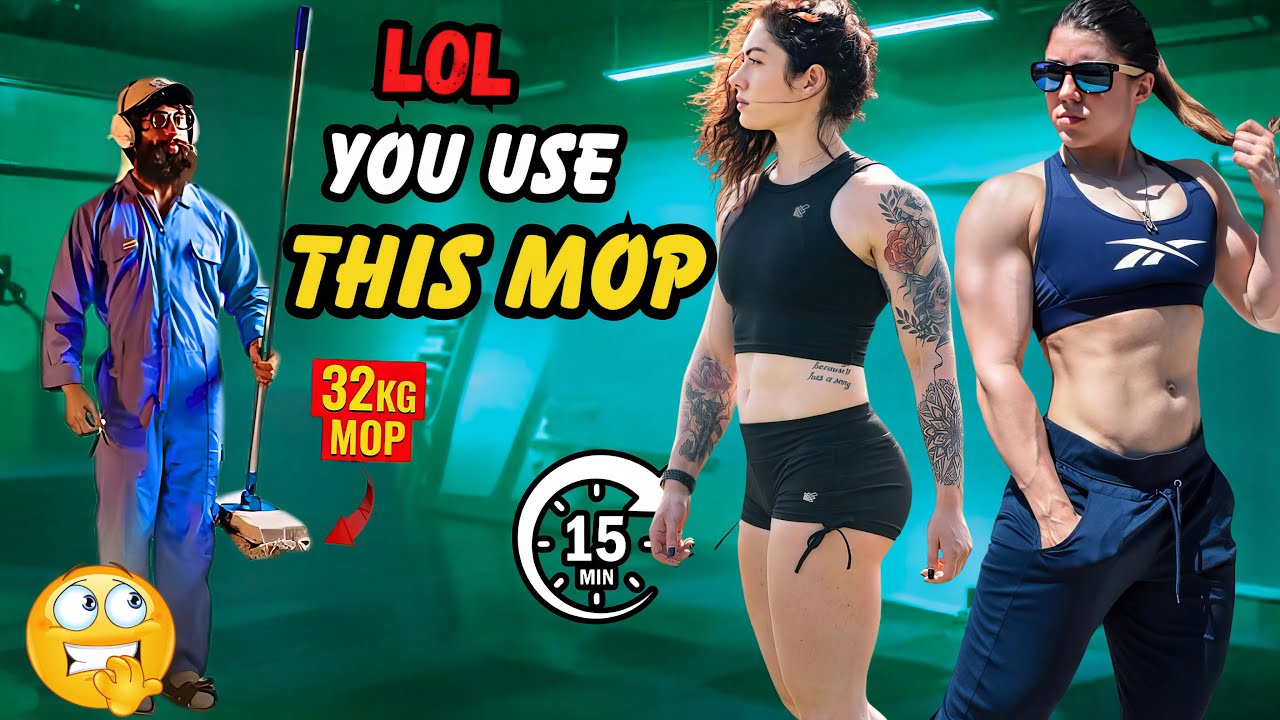 when Elite Powerlifter Use 32KG mop|pretending cleaner in gym!Anatoly ...