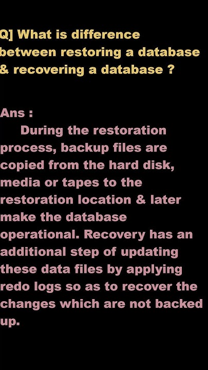 #shorts what is difference between restoring database & recovering ...