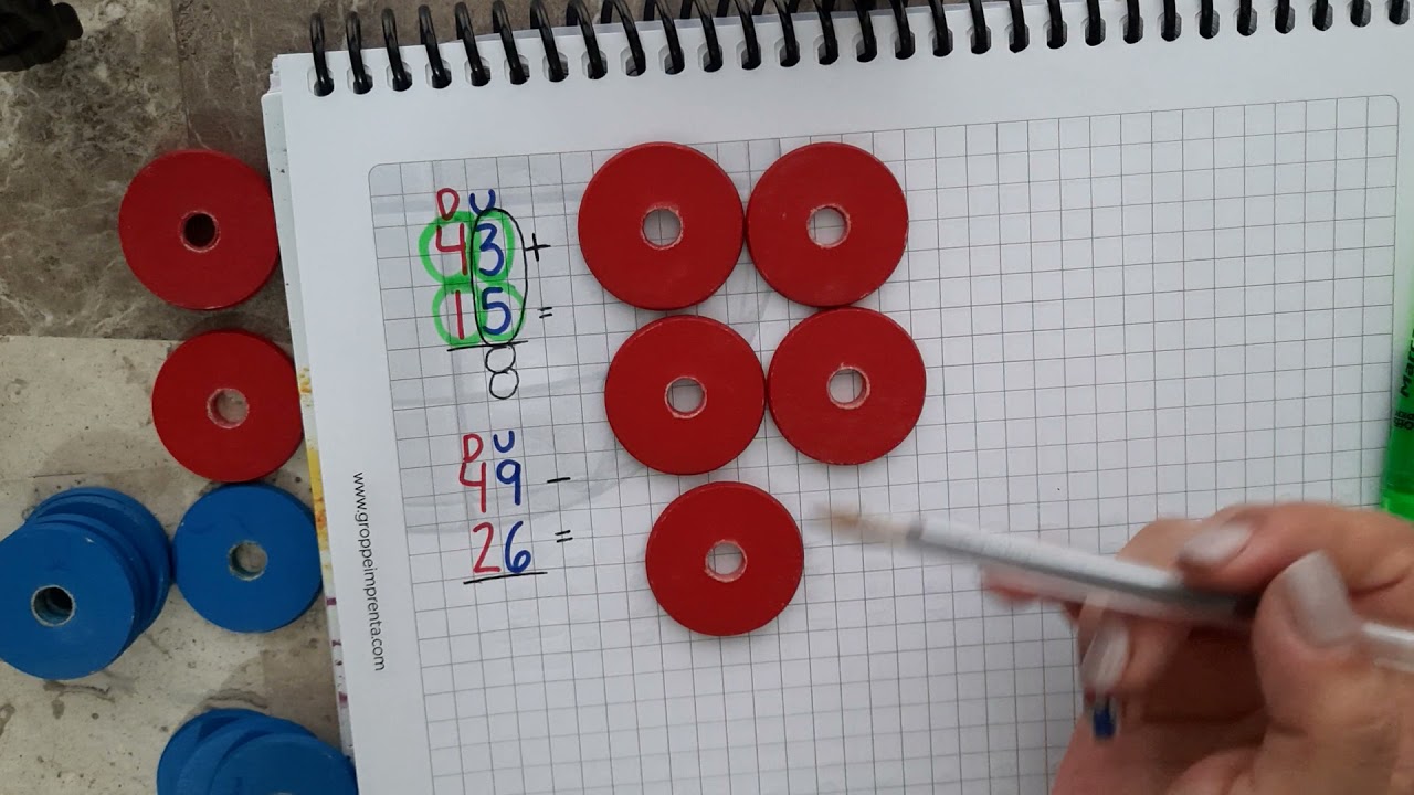 Sumas y restas. Fichas rojas y azules - YouTube