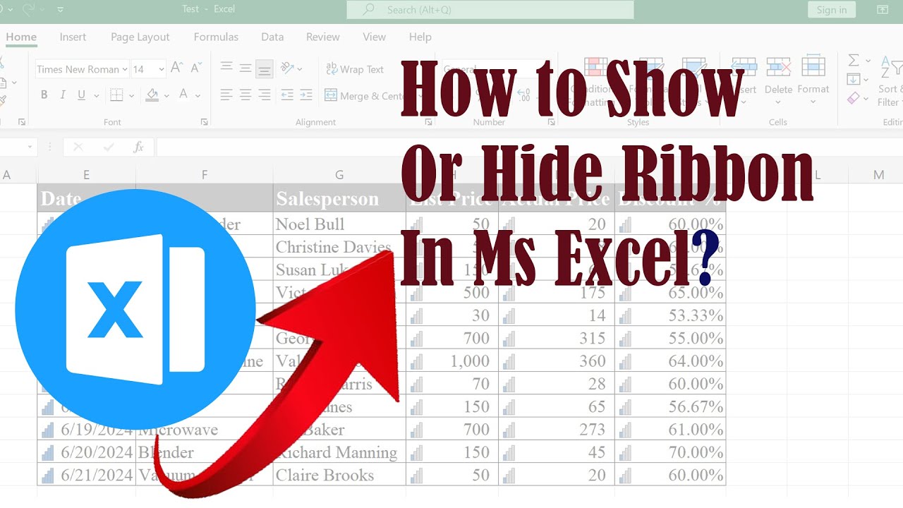 How to Show or Hide the Ribbon in Excel (Quick and Easy) - YouTube