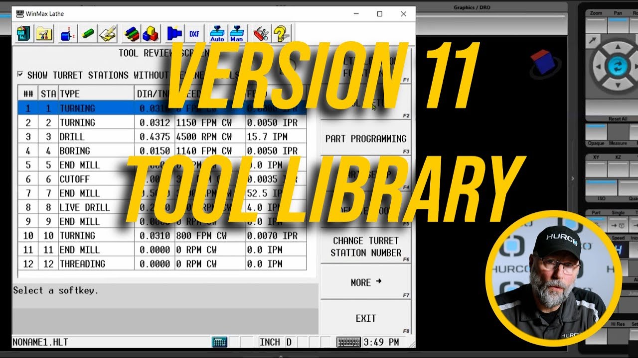 Hurco Version 11 Lathe Software: Tool Library - YouTube