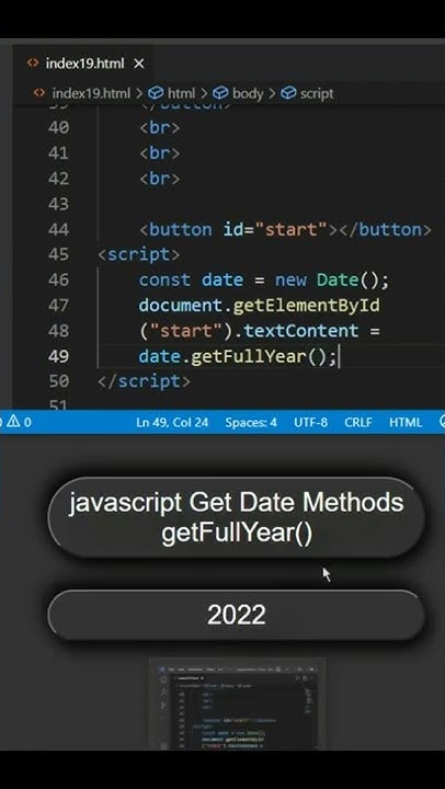 JavaScript Date method getFullYear #shorts #html - YouTube