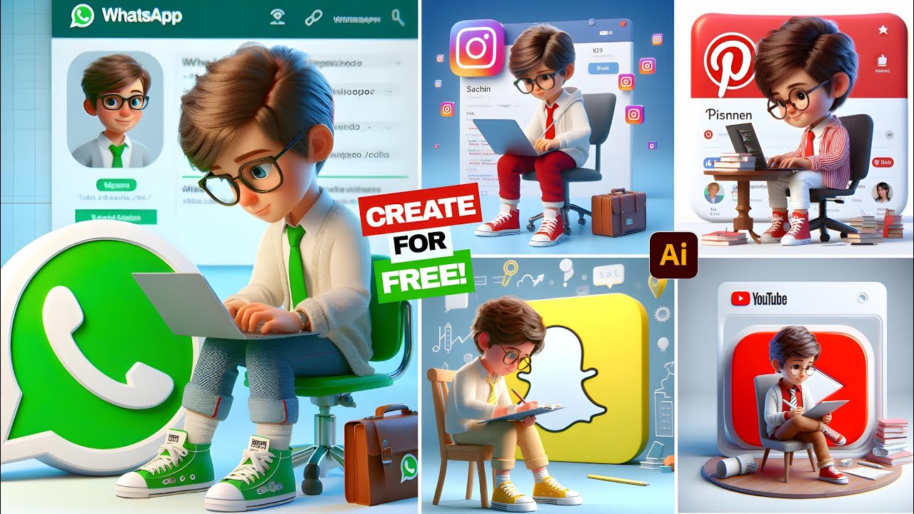 How to create 3D AI Social media boy Images | Viral photo editing | bing image creator tutorial ...