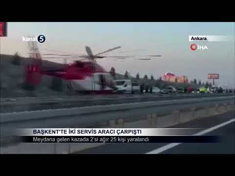 Başkent'te İki Servis Aracı Çarpıştı / Kazada 2’si Ağır 25 Kişi Yaralandı