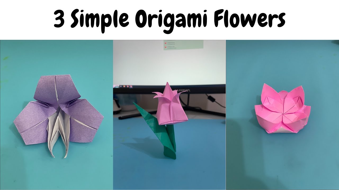 How to fold 3 simple origami flowers - YouTube