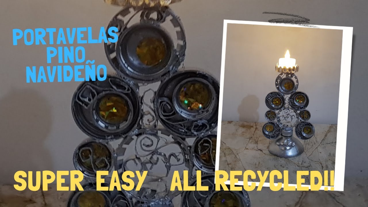 HACER ORIGINAL PINO/PORTAVELAS NAVIDEÑO CON MATERIALES RECICLADOS! MAKE ...