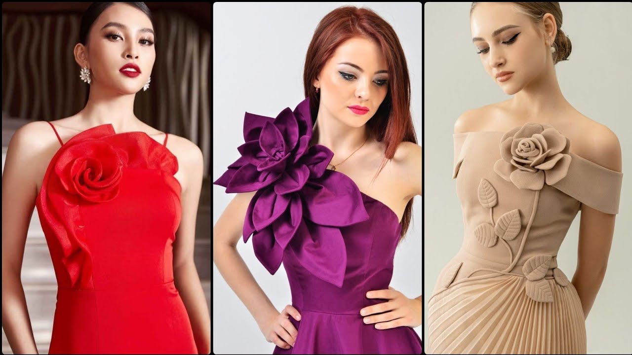 Glamorous & Luxurious Formal Flower Decorative Evening Gown/Prom ...