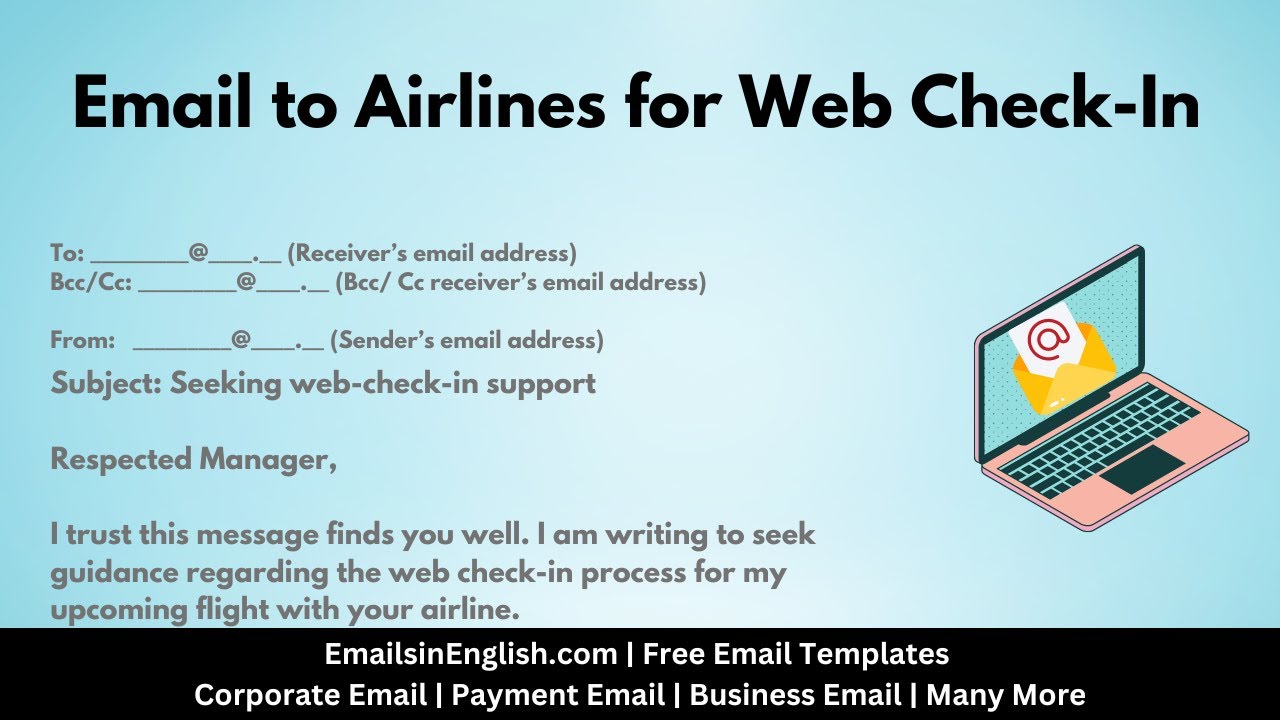 Email To Airlines For Web Check in - Email to Airlines Seeking Support ...