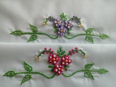 Flores con pétalos redondos en puntada rococó y la cadeneta - YouTube