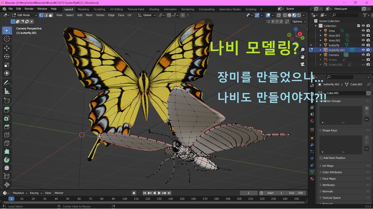 블렌더 나비 모델링 (Blender Butterfly Modeling) - YouTube