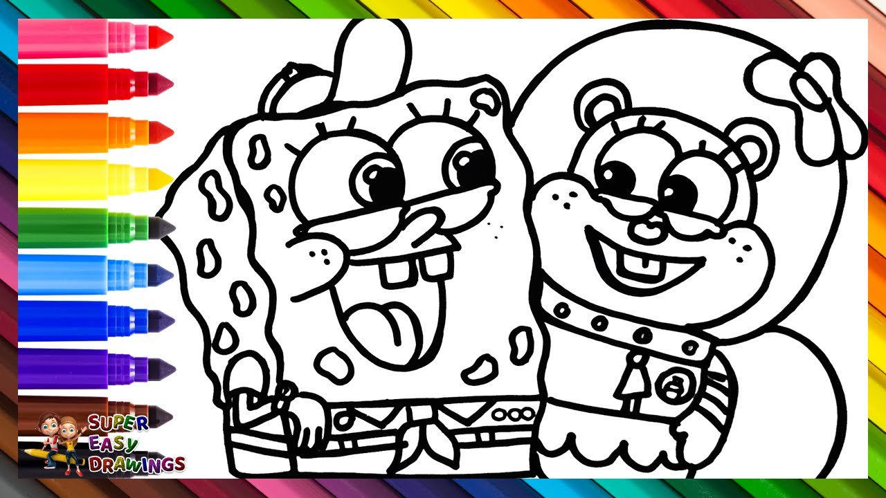 Draw and Color SpongeBob SquarePants and Sandy Cheeks 🧽🐿️🌊 Drawings for ...