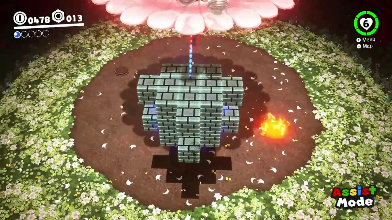Super Mario Odyssey - Mario defeats the boss Defend Secret Flower Field ...